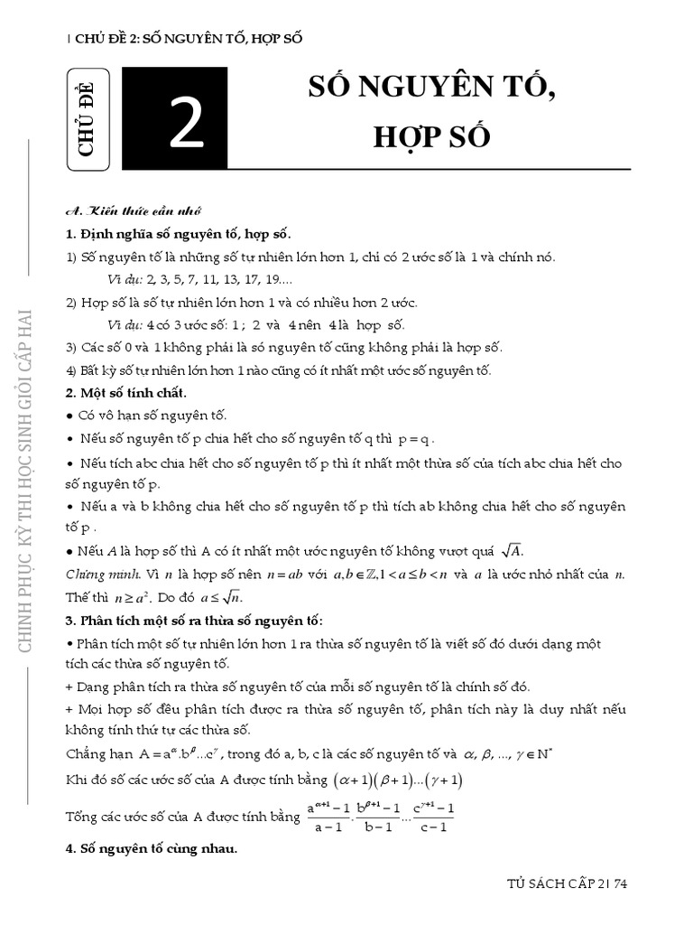 Chu de 2 - So Nguyen To, Hop So-So Hoc - HS | PDF