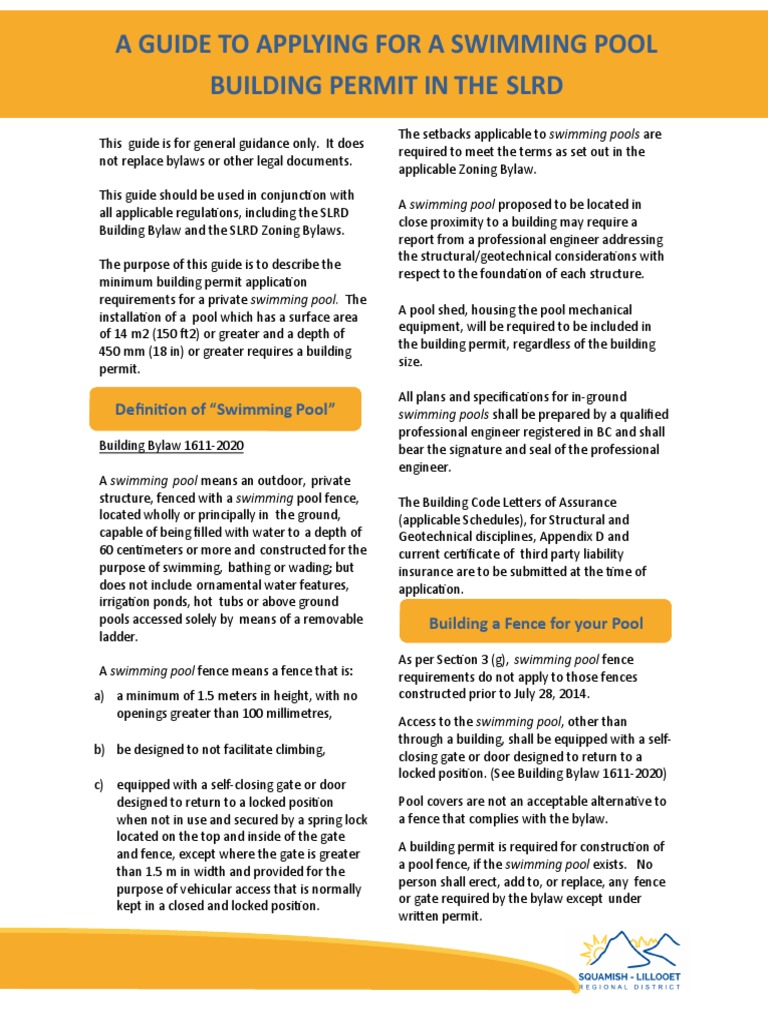 Swimming Pool Permit Application Guide | PDF | Swimming Pool | Filtration