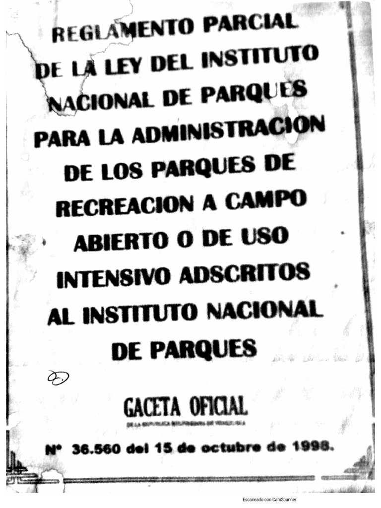 Reglamento Parcial de La Ley Del Instituto Nacional de Parques Pará La Administración de Los ...