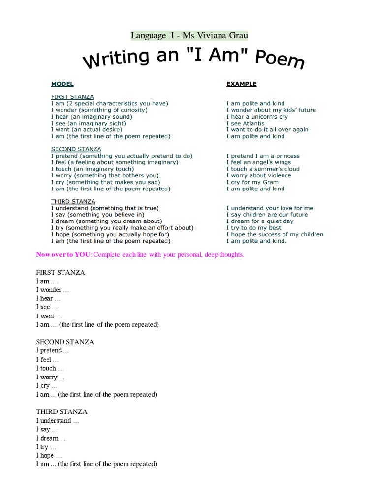 I Am Poem | PDF