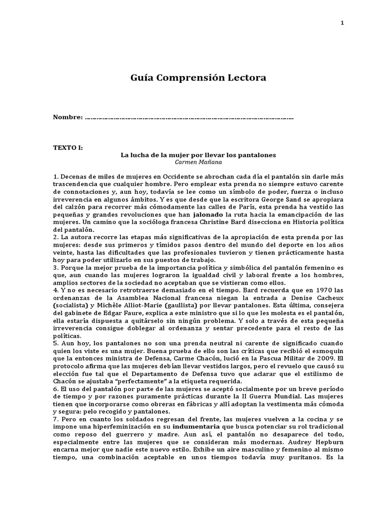 Guia Comprensión Lectora Pdf Hg Wells Teatro