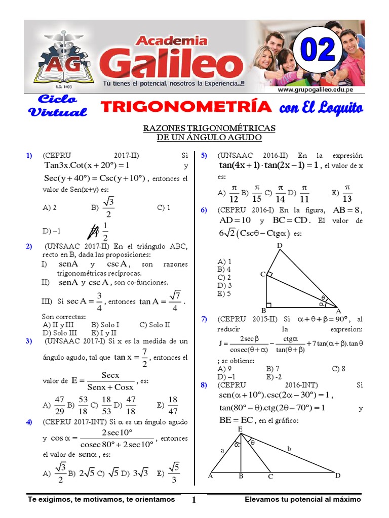 02 Trigo-Ordinario RT Eeeeeeeeeeeeeeeeee | PDF | Triángulo | Trigonometría