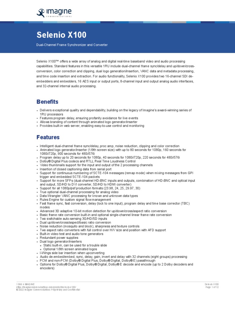 Selenio X100 | PDF | Wavelength Division Multiplexing | Hdmi