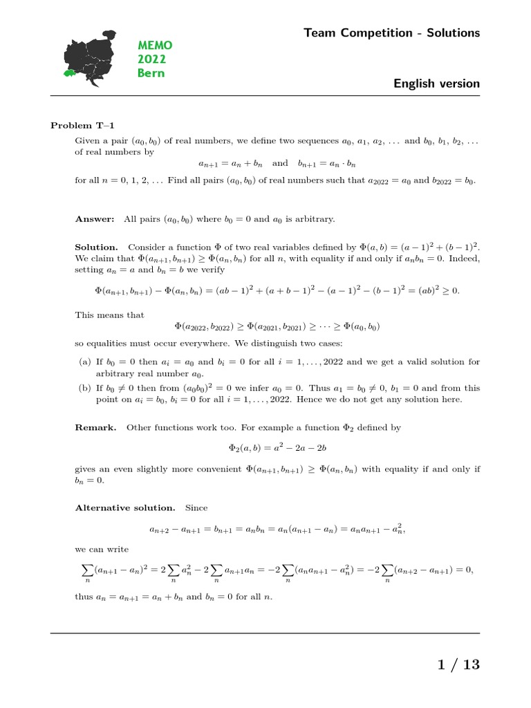 MEMO 2022 T Sol en | PDF | Inequality (Mathematics) | Triangle
