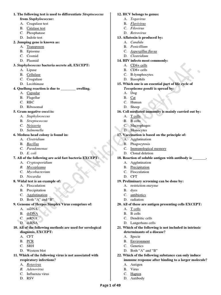 1000 Microbiology MCQs With Key PDF | PDF | Immune System | Bacteria 1000 Microbiology MCQs With Key PDF | PDF | Immune System | Bacteria