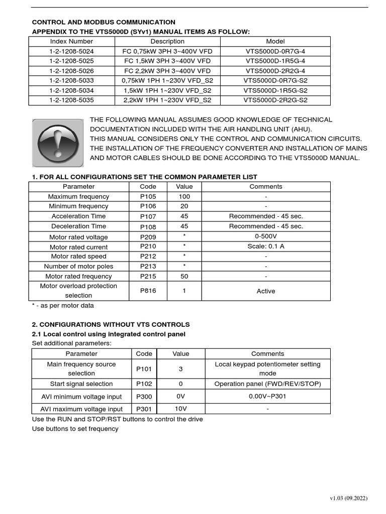 Control Modbus VTS5000D EN PDF | PDF | Electric Power | Computer Engineering