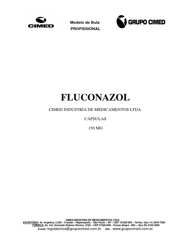 Fluconazol: Modelo de Bula Profissional | PDF | Gravidez | Midazolam