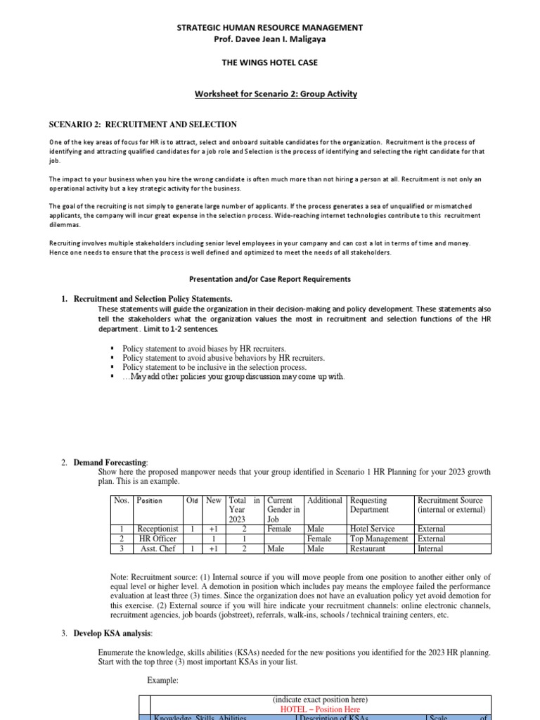 2023 Scenario 2 Worksheet Recruitment | PDF | Recruitment | Human Resources