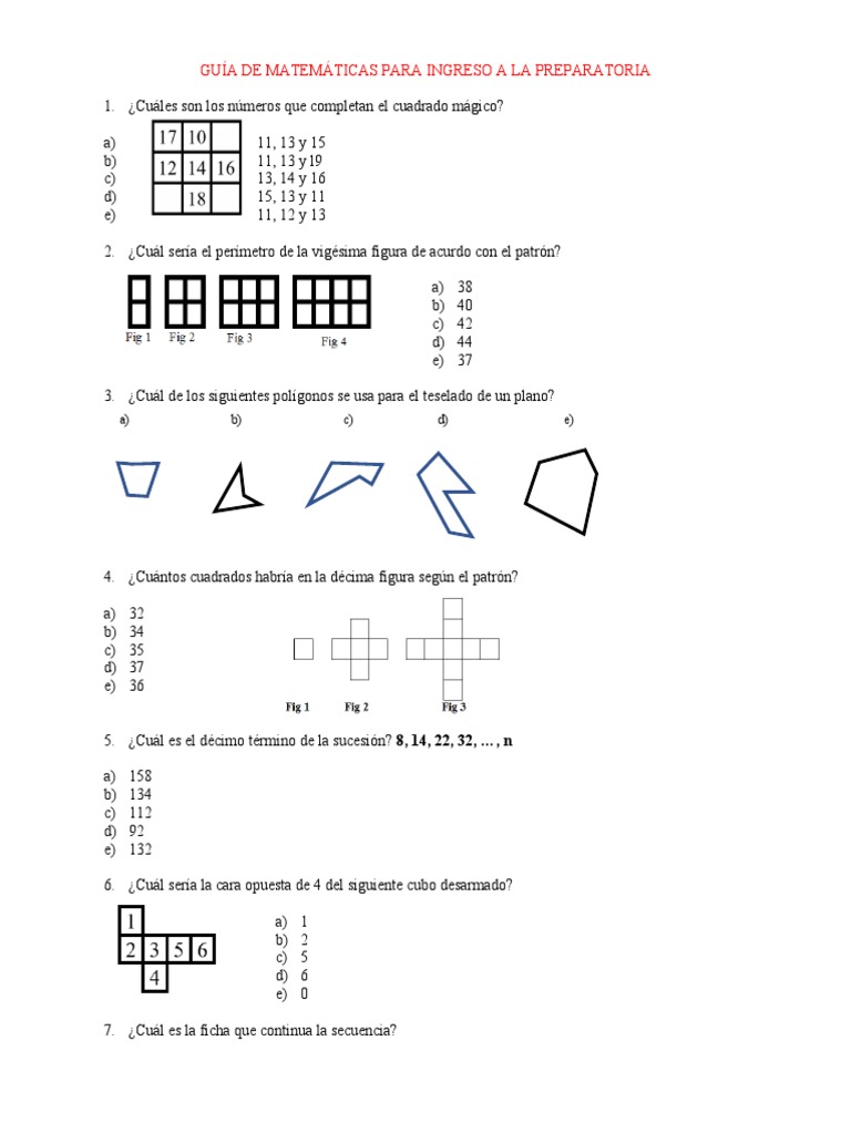 Guía de Matemáticas para Preparatoria | PDF