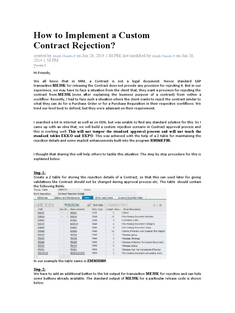 How To Implement A Custom Contract Rejection | PDF | Computer ...
