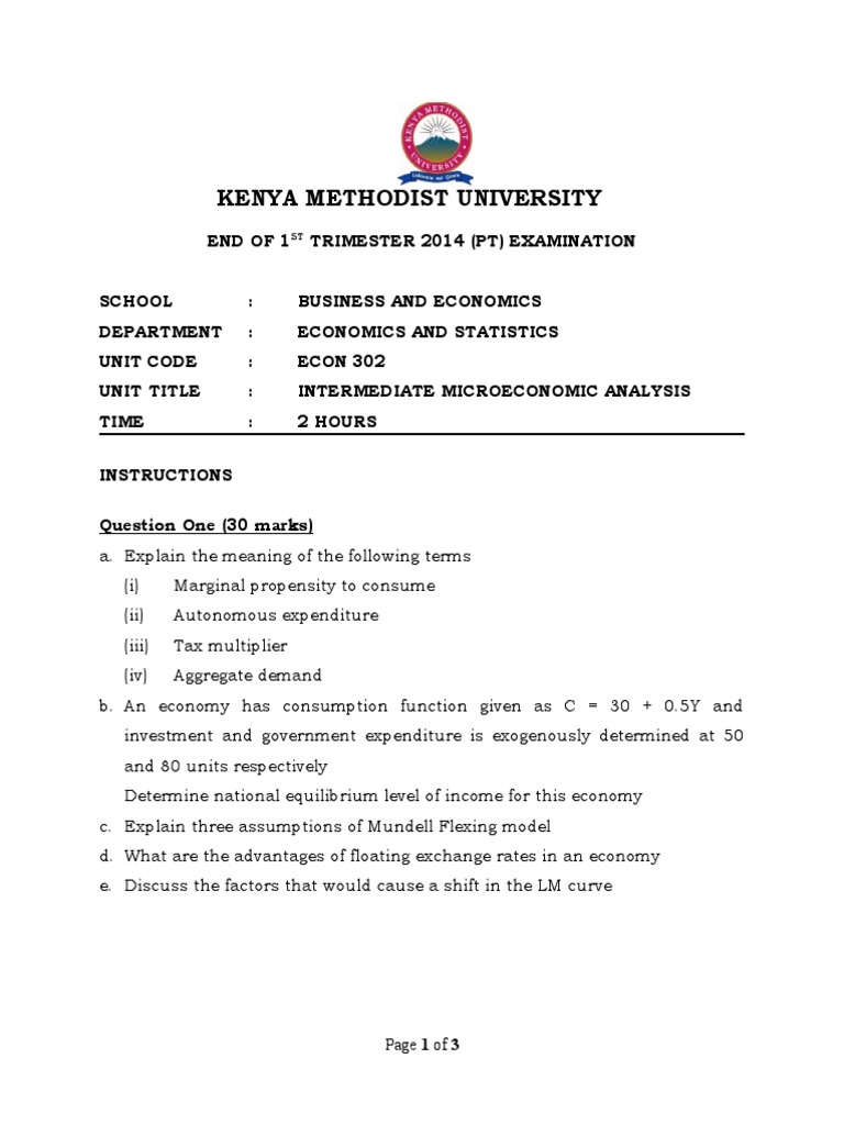 Econ 302 Intermediate Macroeconomic Analysis Pdf Economics