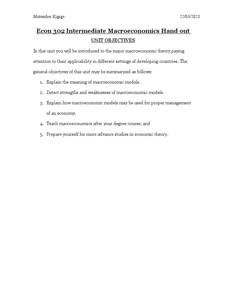 Econ 302 Macroeconomics Overview | PDF | Cost Of Living | Macroeconomics