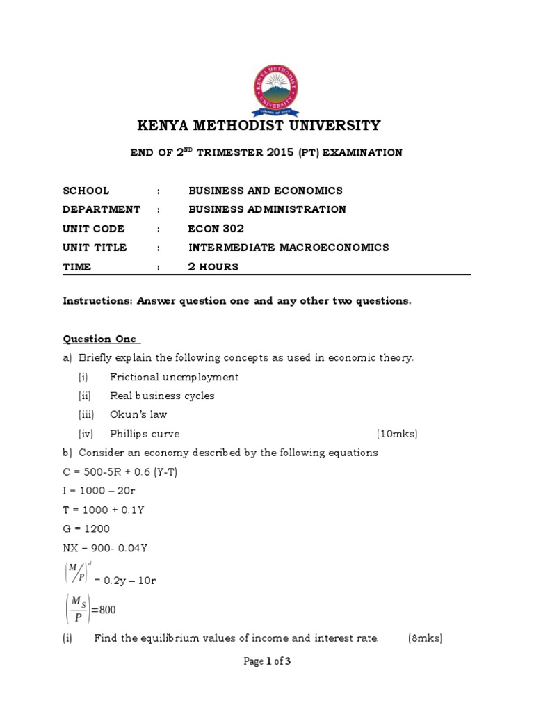 Econ 302 Intermediate Macroeconomics Pdf Keynesian Economics