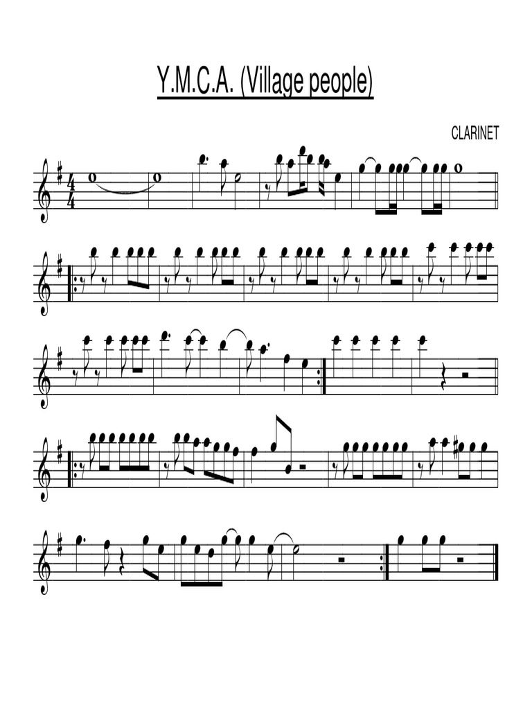 YMCA (Xaranga VIllage People) Clarinet | PDF
