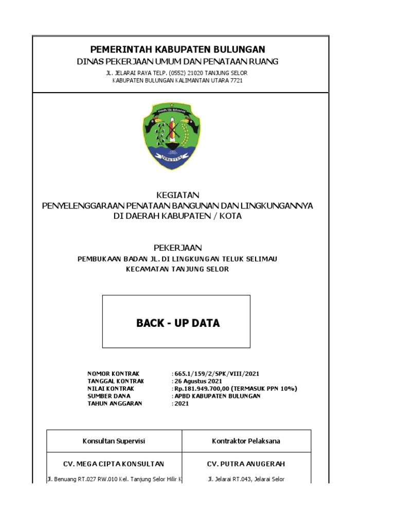 Pembukaan Badan Jalan Di Lingkungan Teluk Selimau | PDF Pembukaan Badan Jalan Di Lingkungan Teluk Selimau | PDF