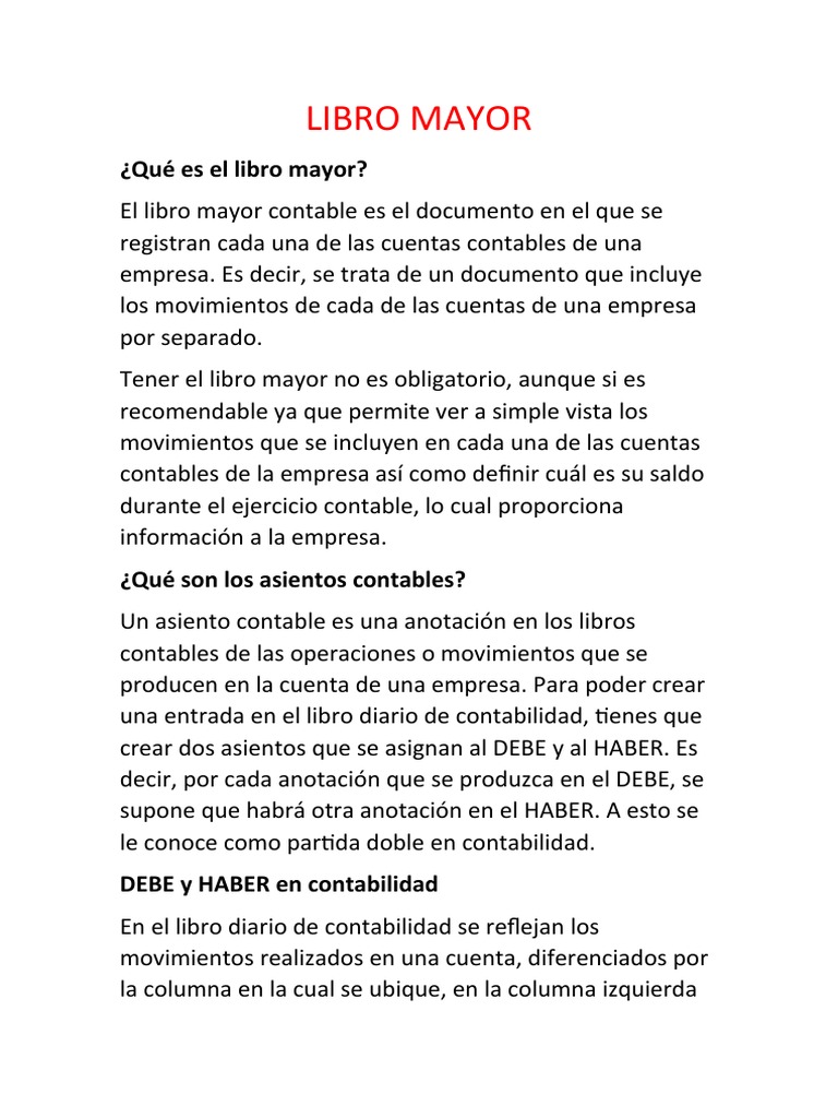 Guía completa sobre el libro mayor contable: concepto, partes, cómo ...