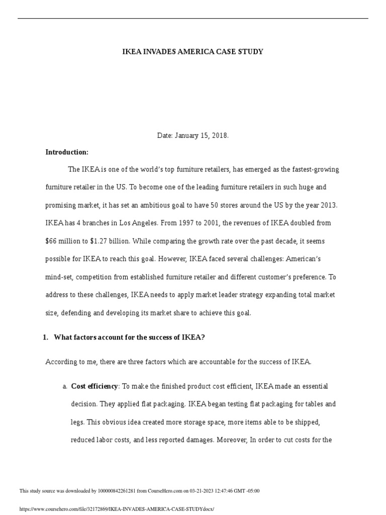 Ikea Invades America Case Study | PDF | Retail | Market (Economics)