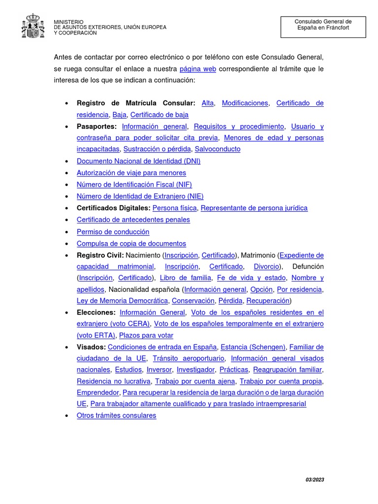 Tramites Consulares | PDF