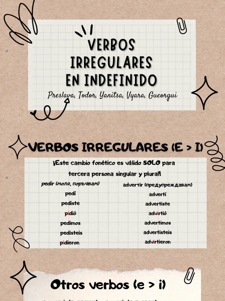 Verbos Irregulares en Indefinido | PDF