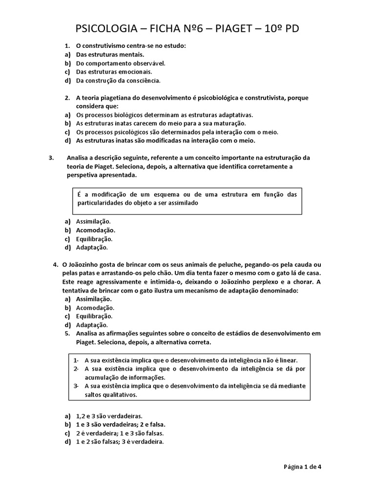 Os principais conceitos da teoria do desenvolvimento cognitivo de Jean Piaget abordados em uma ...