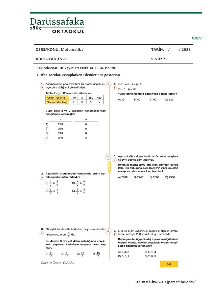 071math HW w19 Persembe Odevi PDF | PDF