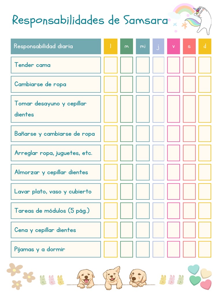 Blue and Green Minimalist Chore Charts Planner | PDF