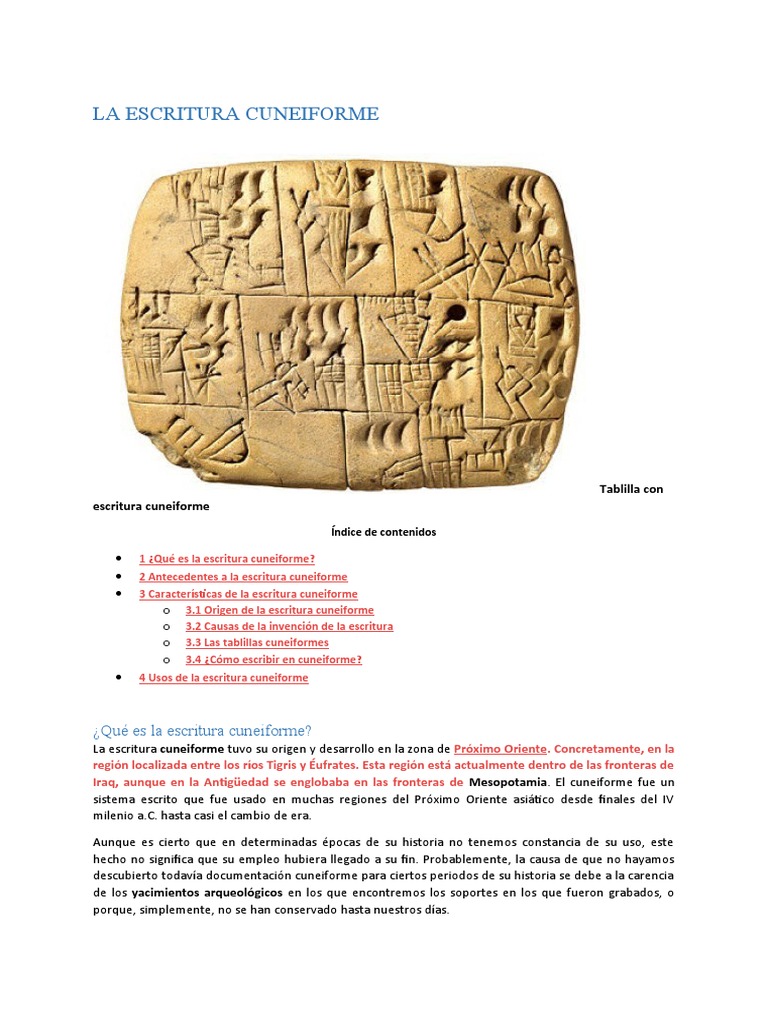Historia de la Escritura Cuneiforme | PDF | Cuneiforme | Escritura