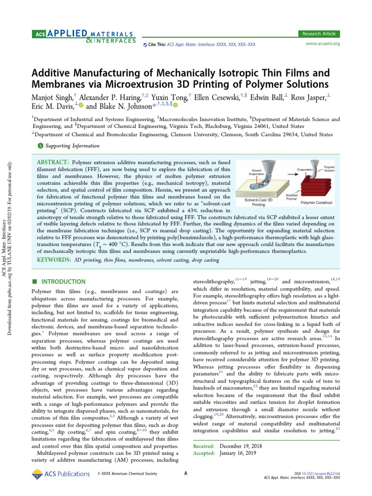 Additive Manufacturing of Mechanically Isotropic Thin Films and ...