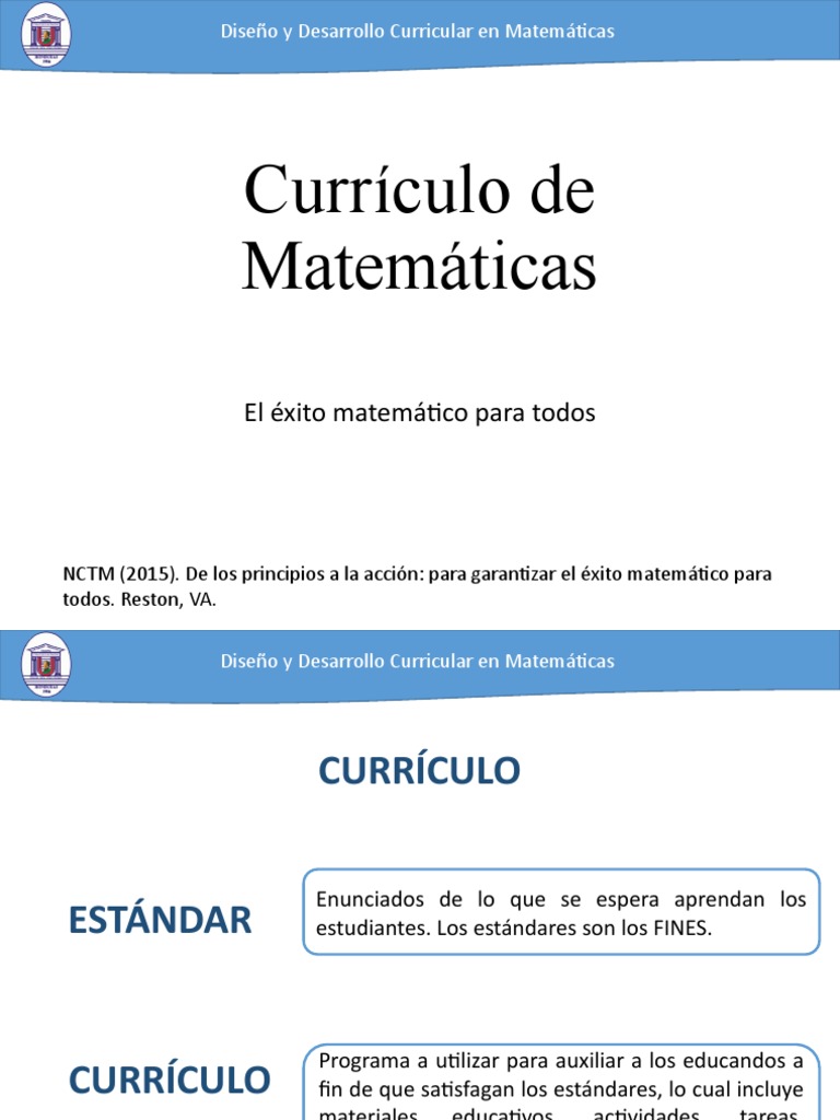 Currículo de Matemáticas - NCTM | PDF | Plan de estudios | Enseñando