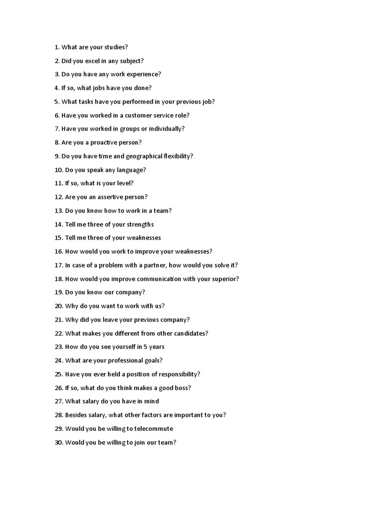 30 Preguntas Ingles | PDF