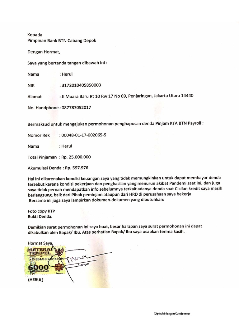 Permohonan Penghapusan Denda | PDF