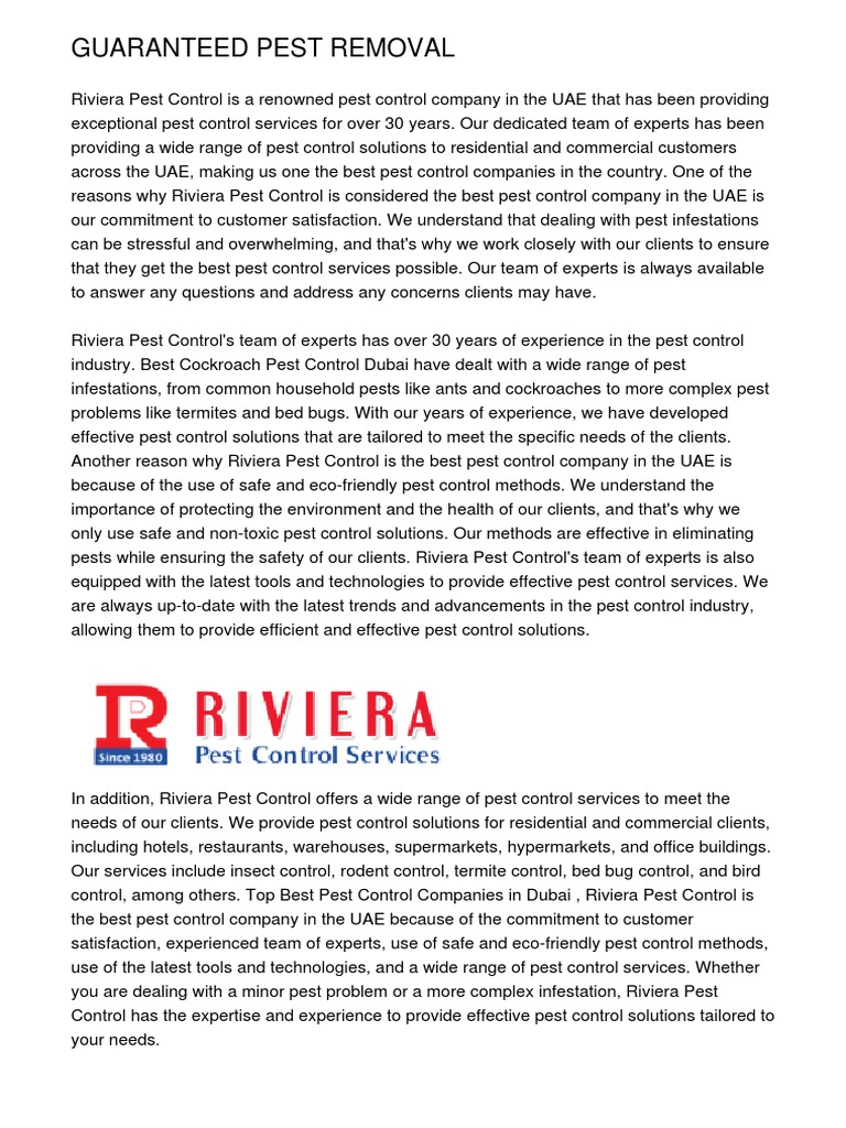 GUARANTEED PEST REMOVALprrgv PDF | PDF | Pest Control | Pest (Organism)