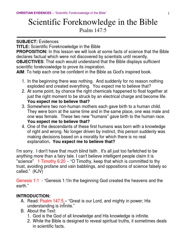 Scientific Foreknowledge in The Bible: Psalm 147:5 | PDF | Noah's Ark ...