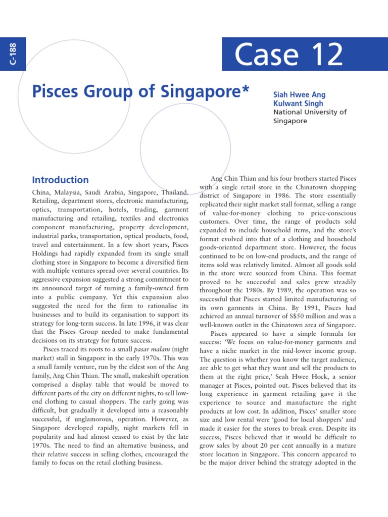 Pisces Group of Singapore CASE 10 | PDF | Retail | China