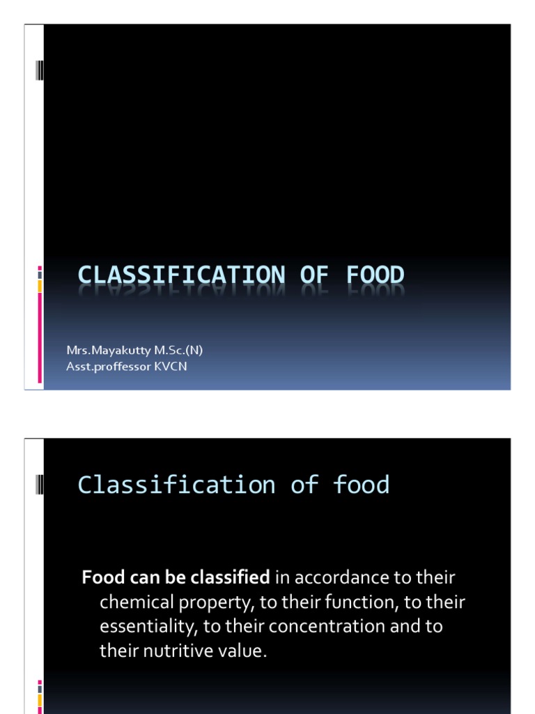 Classsification of Food PDF | PDF | Nutrients | Foods