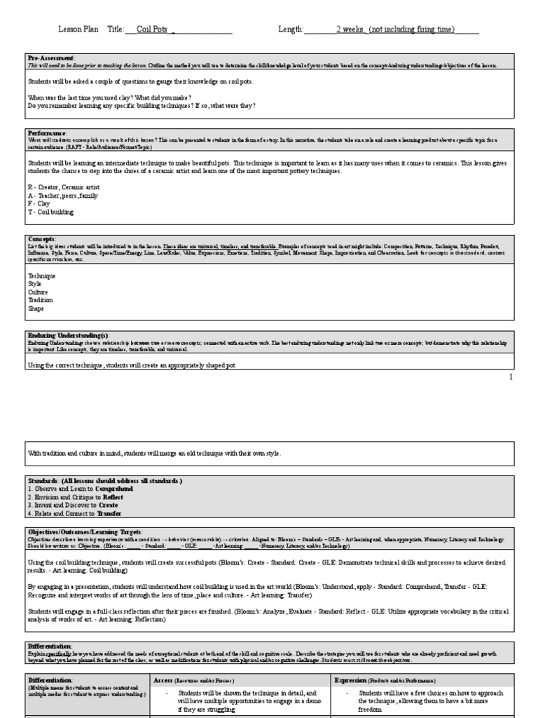 Coil Pots | PDF | Learning | Vocabulary