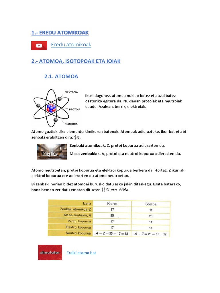 DBH3. EGITURA ATOMIKOA | PDF