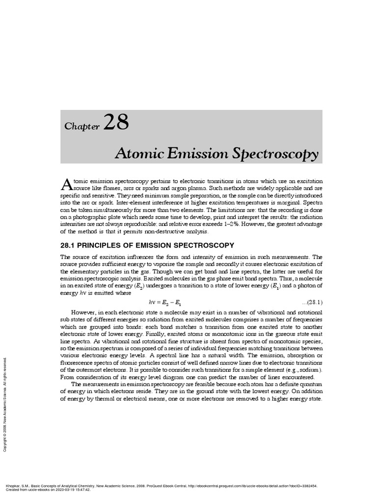 Basic Concepts of Analytical Chemistry - (Chapter 28. Atomic Emission Spectroscopy) | PDF ...