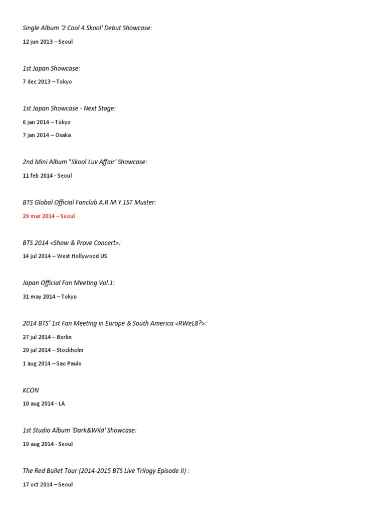 Bts On Stage - Odt | PDF