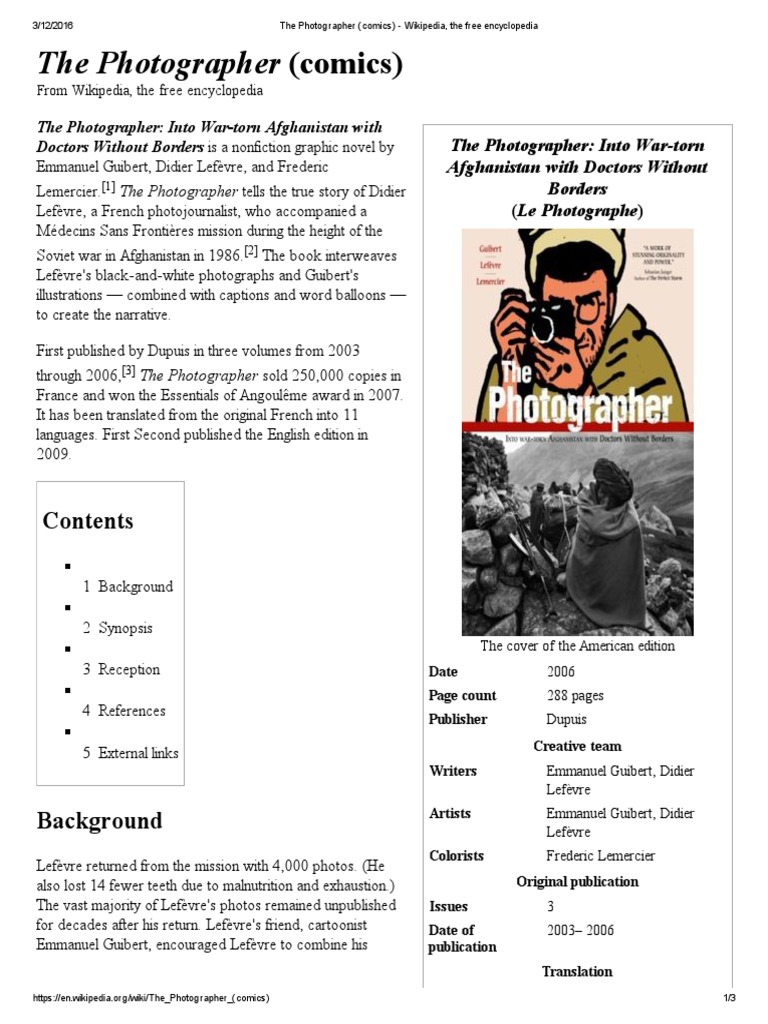 The Photographer (Comics) - Wikipedia, The Free Encyclopedia PDF | PDF
