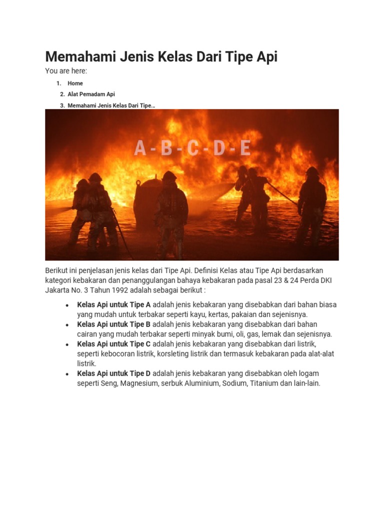 Memahami Jenis Kelas Dari Tipe Api | PDF