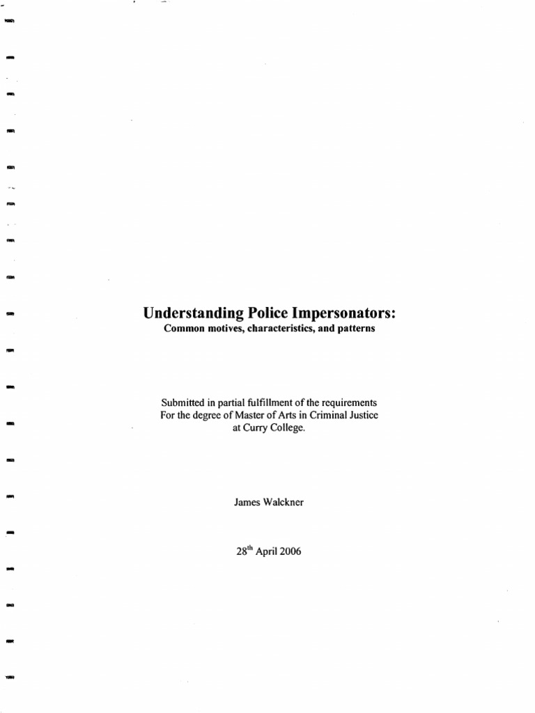 Understanding Police Impersonators - Common Motives, Cha | PDF