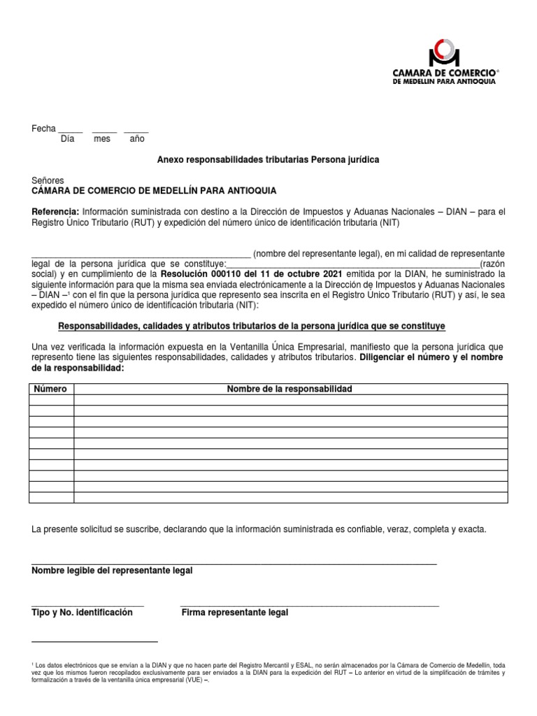 ANEXO RESPONSABILIDADES TRIBUTARIAS PERSONA JURIDICA - Definitivo PDF | PDF