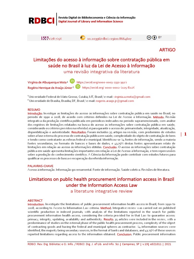 De Albuquerque Mota, de Araújo - 2021 - Limitations On Public Health Procurement Information ...