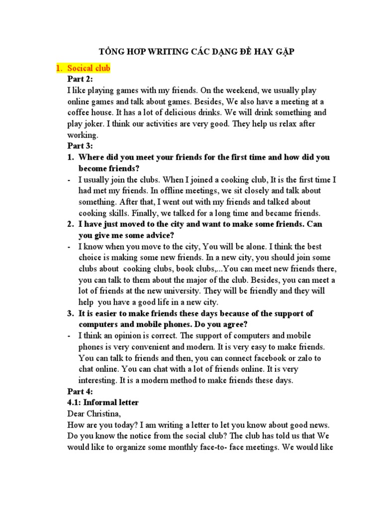 Writing Tips for Social Clubs | PDF | Meal | Online And Offline