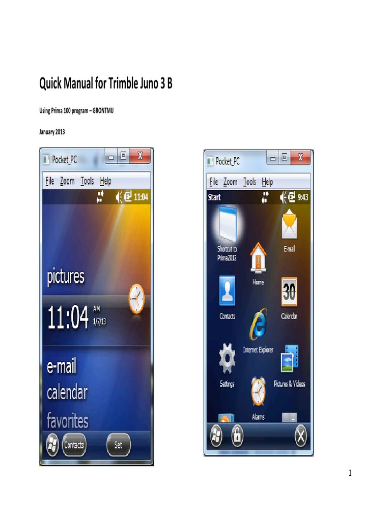 Quick Manual For Trimble Juno 3 B | PDF | Personal Digital Assistant ...