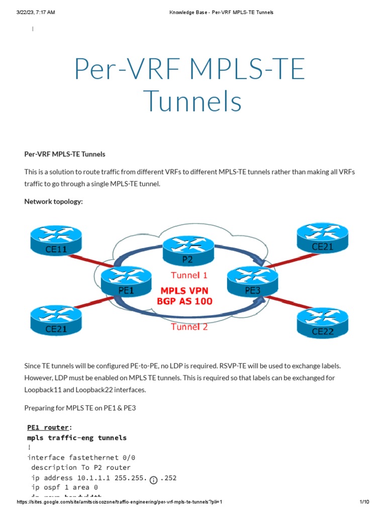 Per-VRF MPLS-TE Tunnels | PDF | Networking | Multiprotocol Label Switching