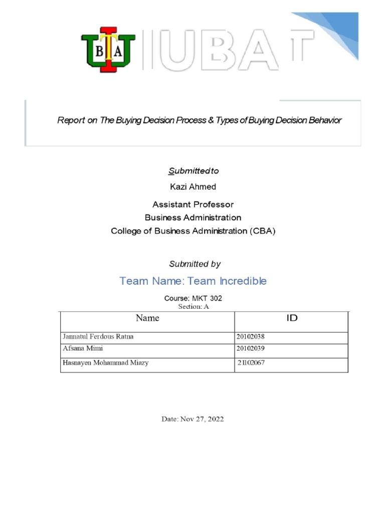 MKT 302 - Types of Decision Making Report. | PDF