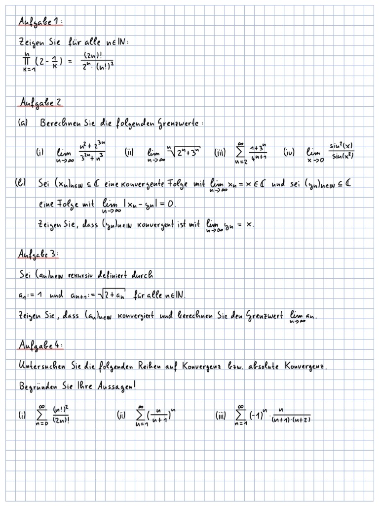 Analysis 1 Gratiskurs Klausur | PDF