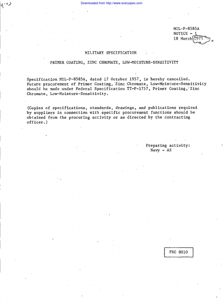 Mil-P-8585 A - Notice-1 | PDF